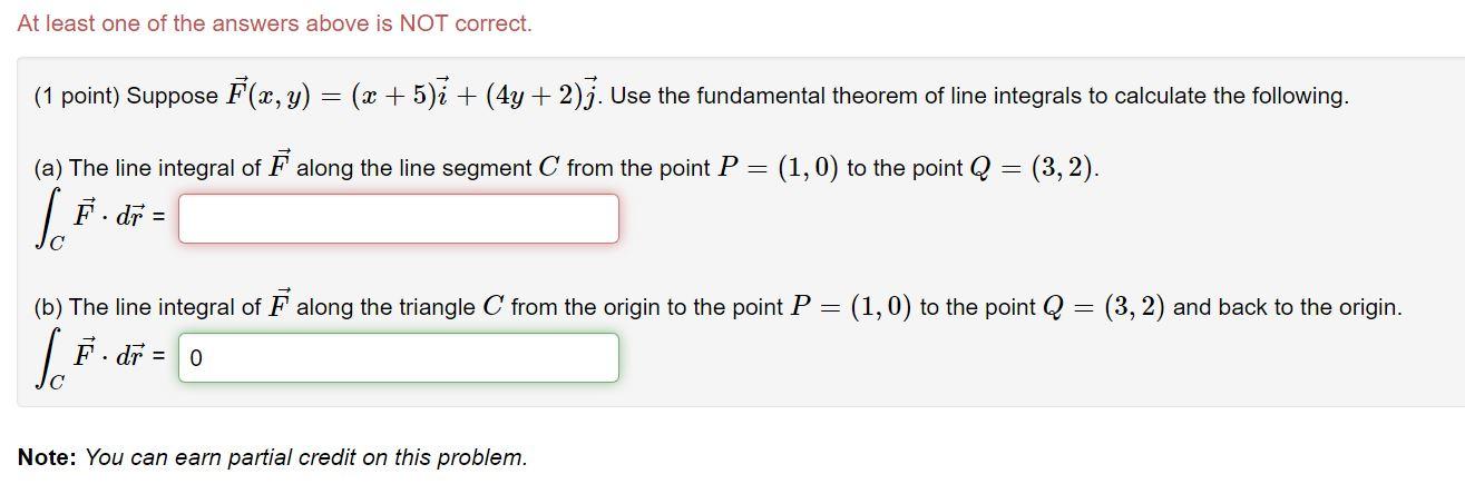 Solved (1 point) Suppose F⃗ (x,y)=(x+5)i⃗ +(4y+2)j⃗ . Use | Chegg.com