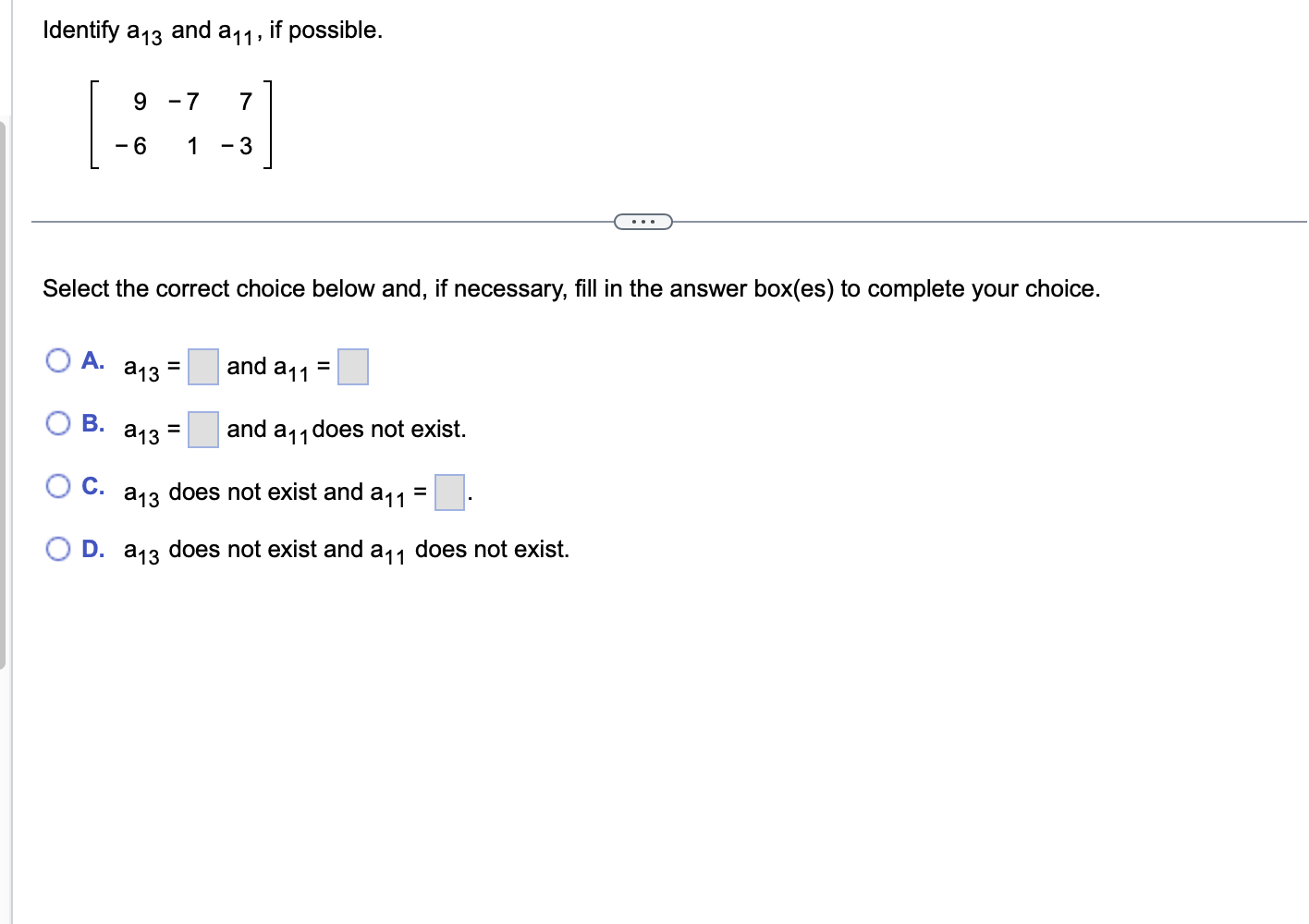 Solved Identify a13 and a11, if possible. [9−6−717−3] Select | Chegg.com