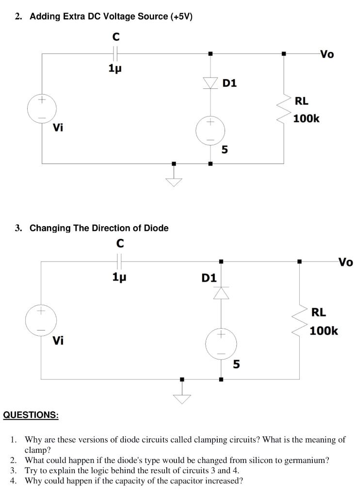 Solved 2. Adding Extra DC Voltage Source (+5V) C 11 Vo 1v | Chegg.com