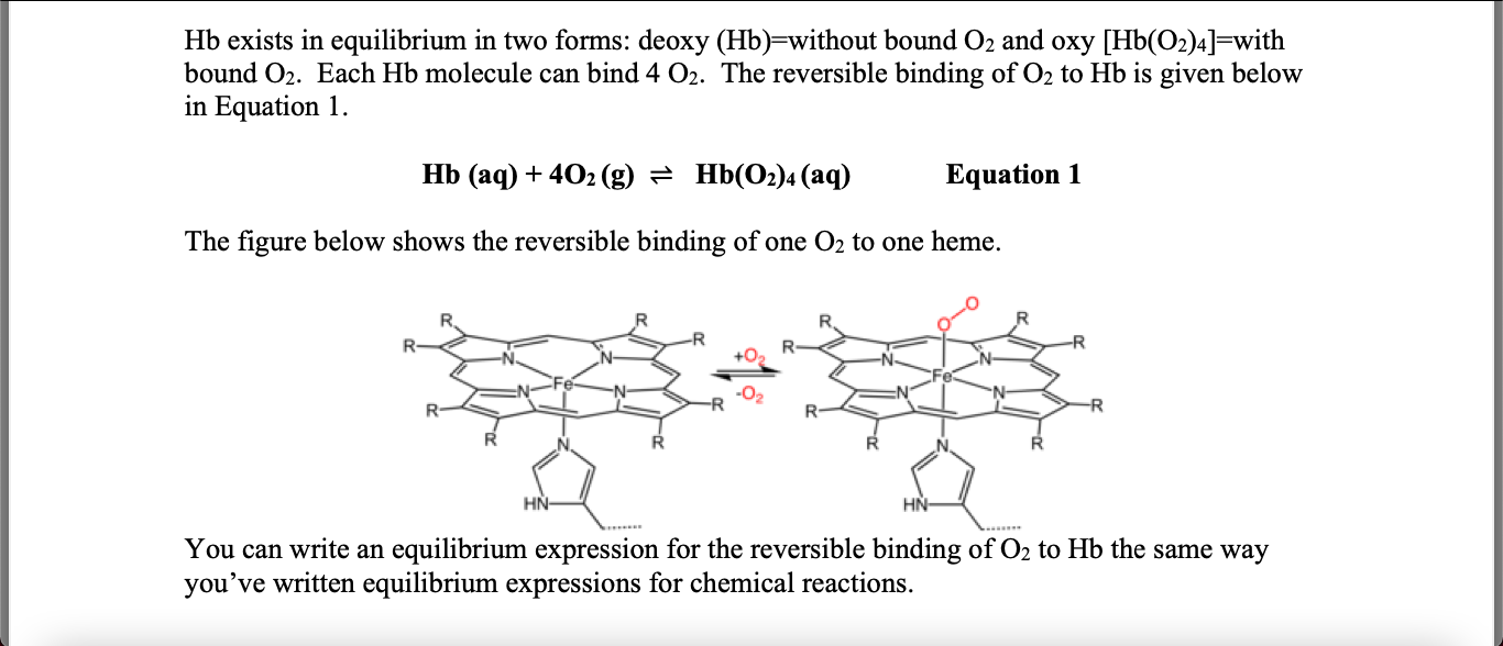 Solved Hb exists in equilibrium in two forms: deoxy | Chegg.com