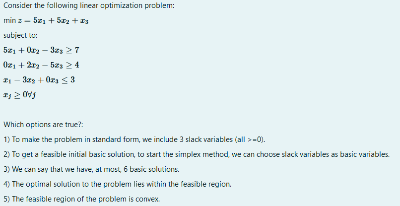 Solved Consider the following linear optimization problem: | Chegg.com