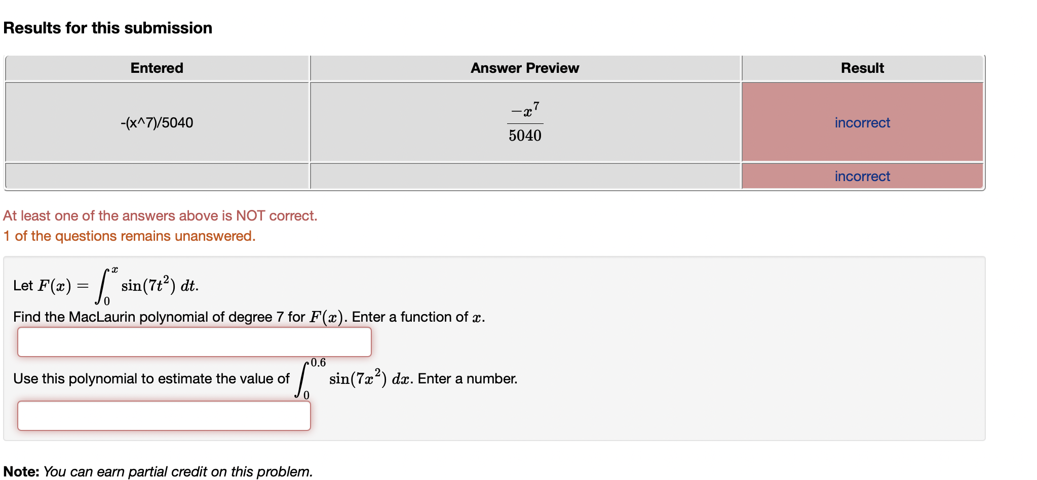 Solved Results for this submission At least one of the | Chegg.com