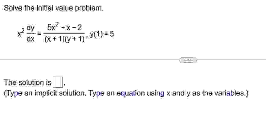 Solved The solution is(Type an implicit solution. Type an | Chegg.com
