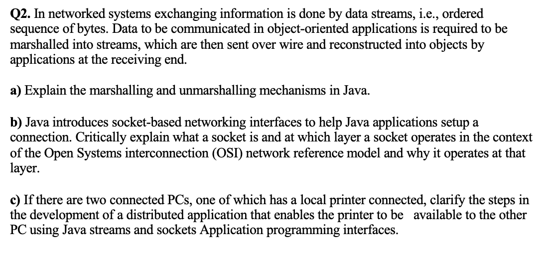 Solved Q2. In networked systems exchanging information is | Chegg.com