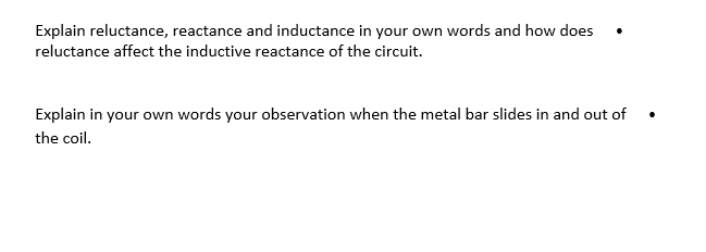 Solved Explain reluctance, reactance and inductance in your | Chegg.com