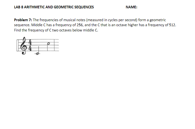 Solved Problem 7: The frequencies of musical notes (measured | Chegg.com
