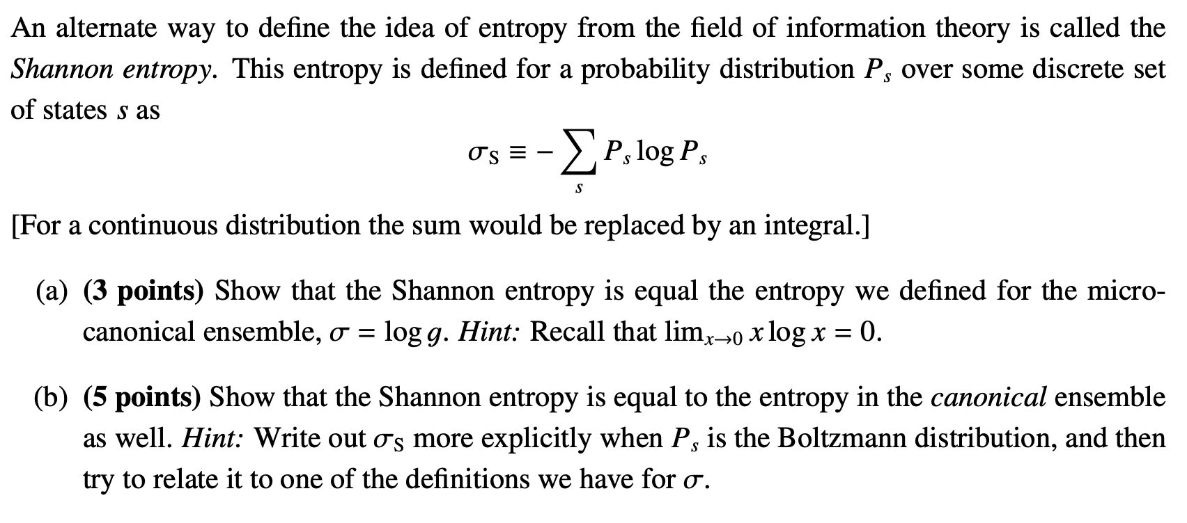 Solved An alternate way to define the idea of entropy from | Chegg.com Solved An alternate way to define the idea of entropy from | Chegg.com