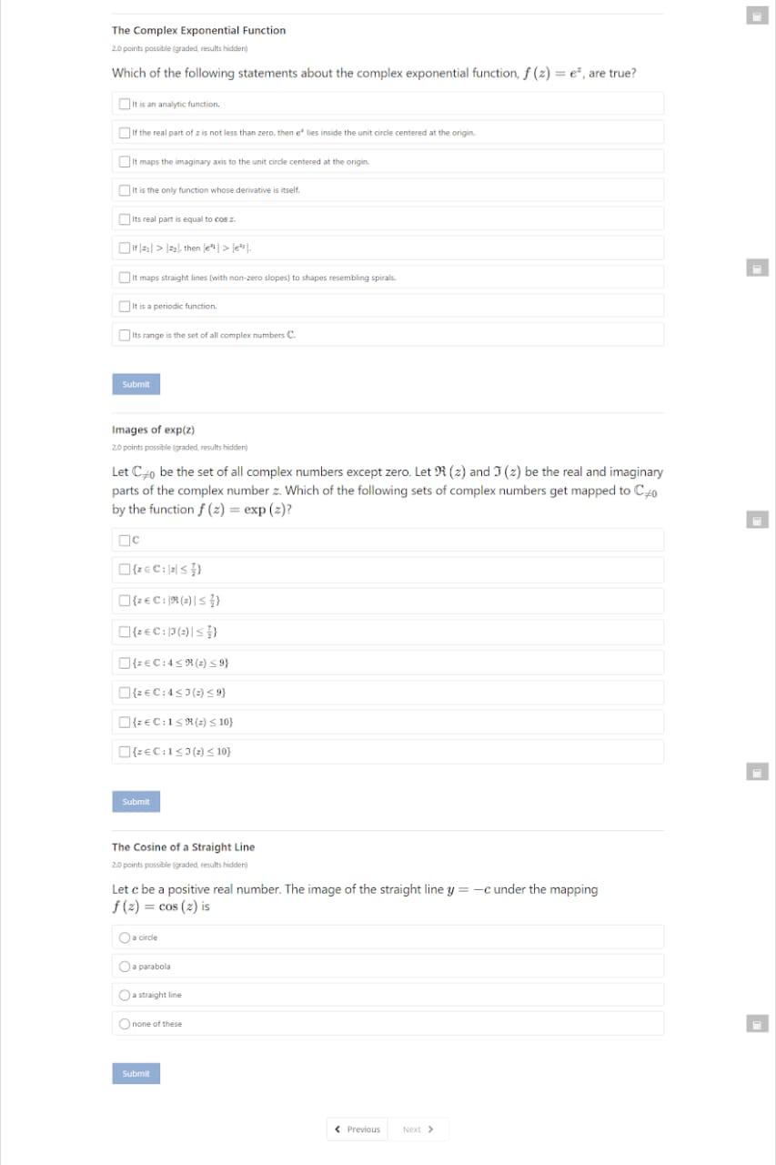Solved The Complex Exponential Function 2.0 points possible | Chegg.com