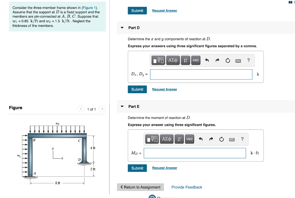 Solved MIR Part A Consider the three-member frame shown in | Chegg.com