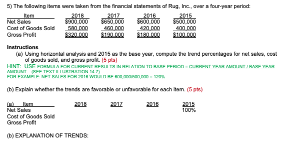 Solved Instructions (a) Using horizontal analysis and 2015 | Chegg.com