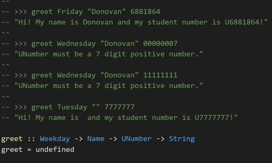Solved write the function greet that takes in a 'Weekday', a | Chegg.com