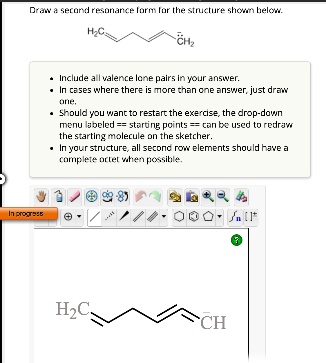 Solved Draw a second resonance form for the structure shown | Chegg.com
