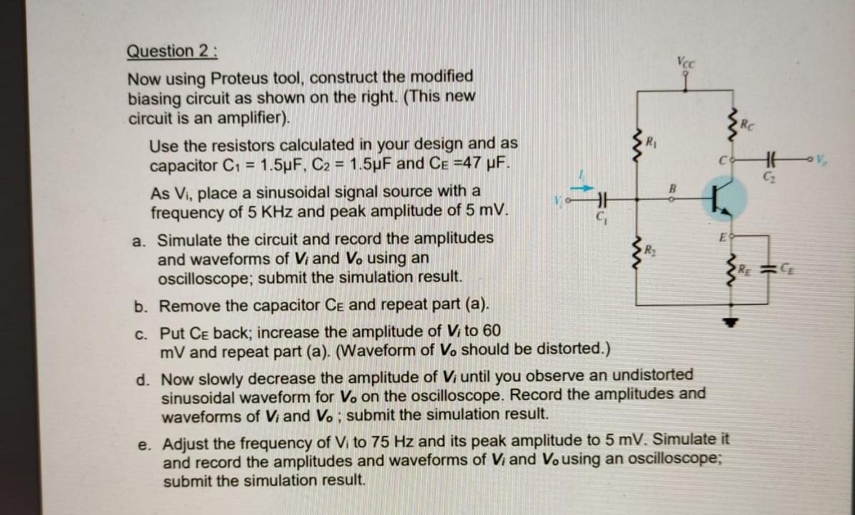 Vcc IRC E in Question 2 : Now using Proteus tool, | Chegg.com