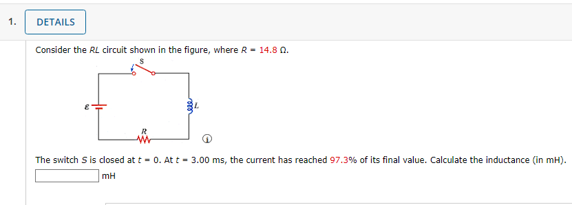 Solved Consider the RL circuit shown in the figure, where | Chegg.com