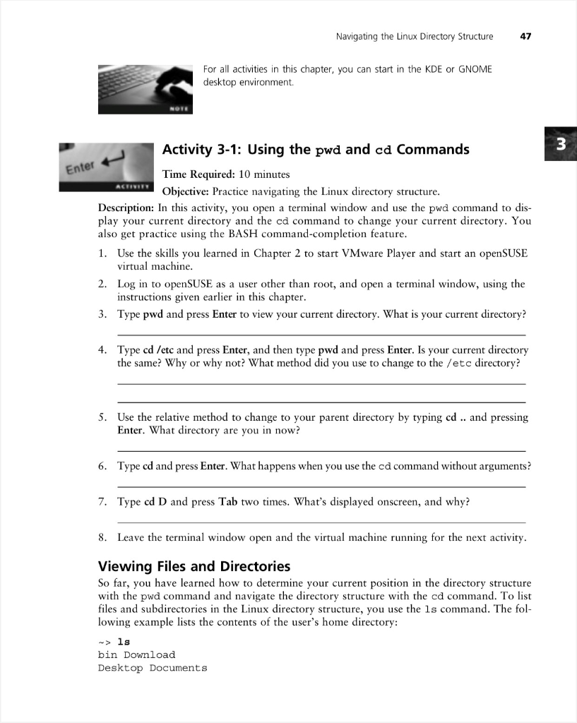 Solved Navigating the Linux Directory Structure 47 For all | Chegg.com