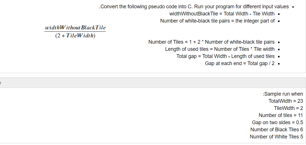 Solved .Convert the following pseudo code into C. Run your | Chegg.com