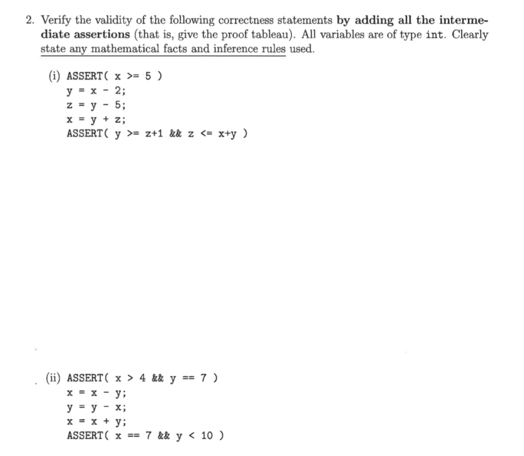 Solved 2. Verify the validity of the following correctness | Chegg.com