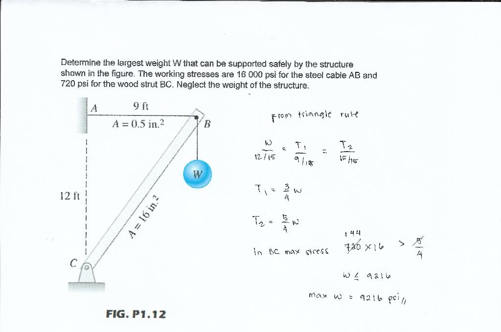 Solved Determine The Largest Weight W That Can Be Supported Chegg