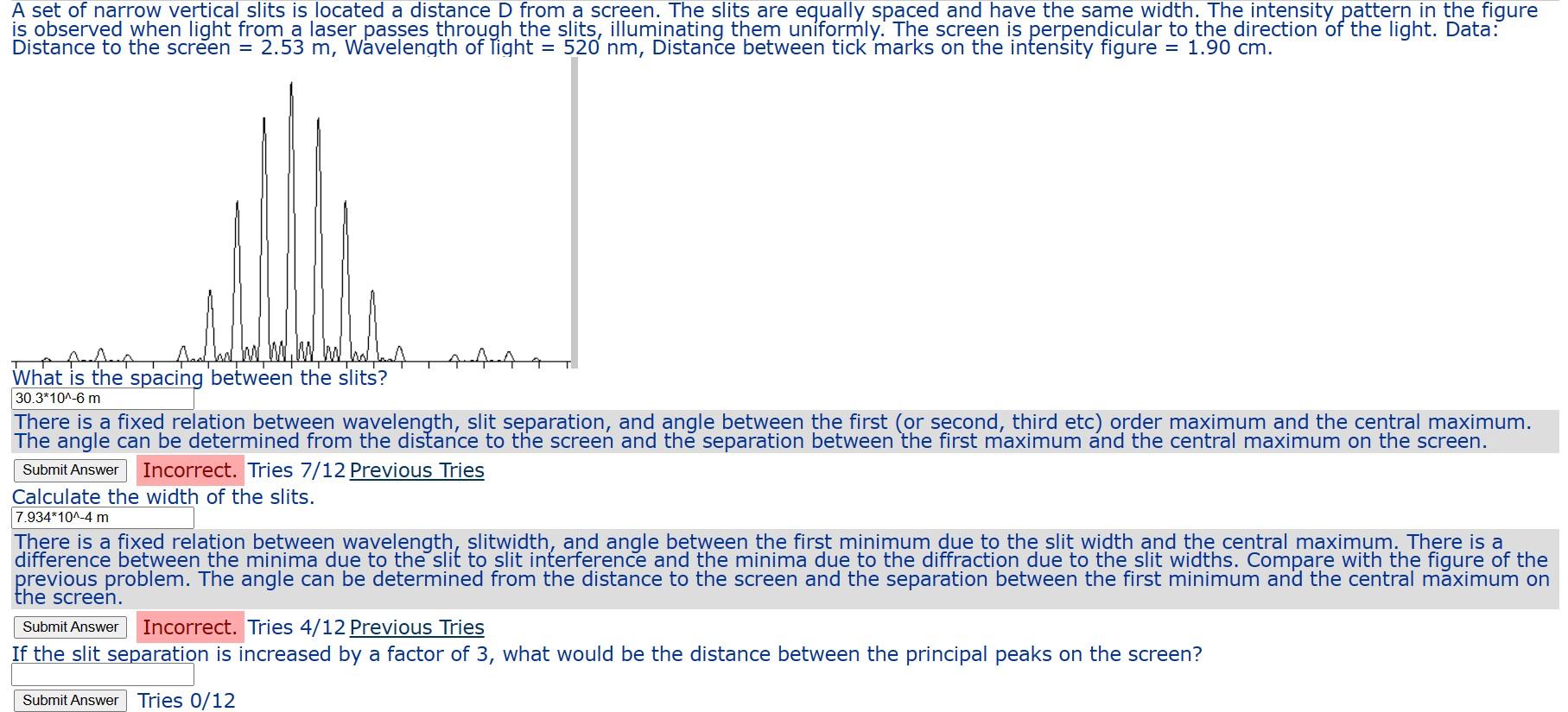 Solved A set of narrow vertical slits is located a distance | Chegg.com