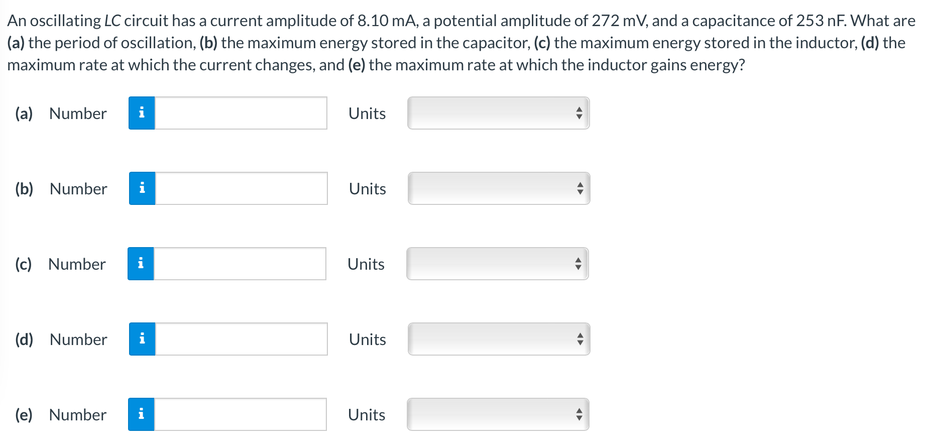 Solved An oscillating LC circuit has a current amplitude of | Chegg.com