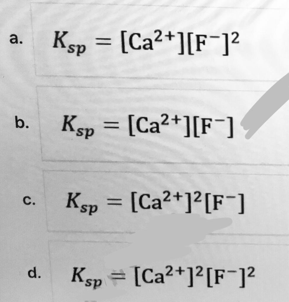 Solved The solubility equilibrium expression, Ksp, for | Chegg.com