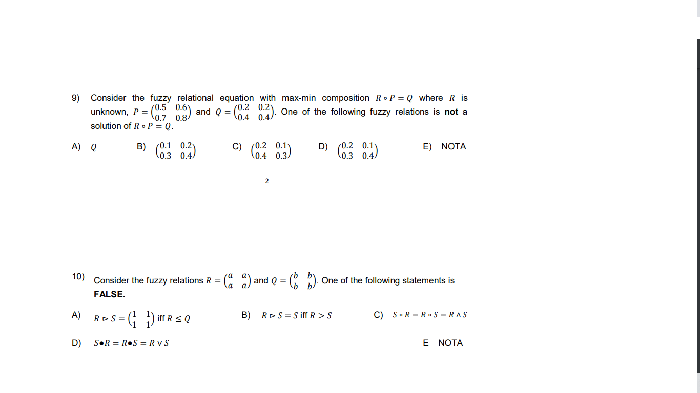 Solved Consider the fuzzy relational equation with max-min | Chegg.com