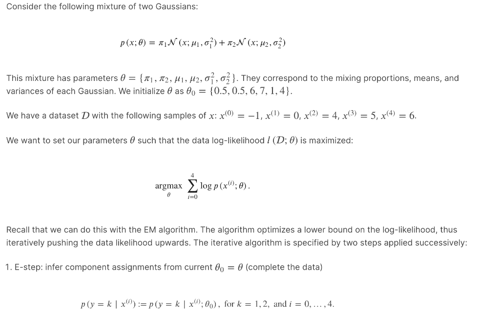 Solved Consider the following mixture of two Gaussians: p(x; | Chegg.com