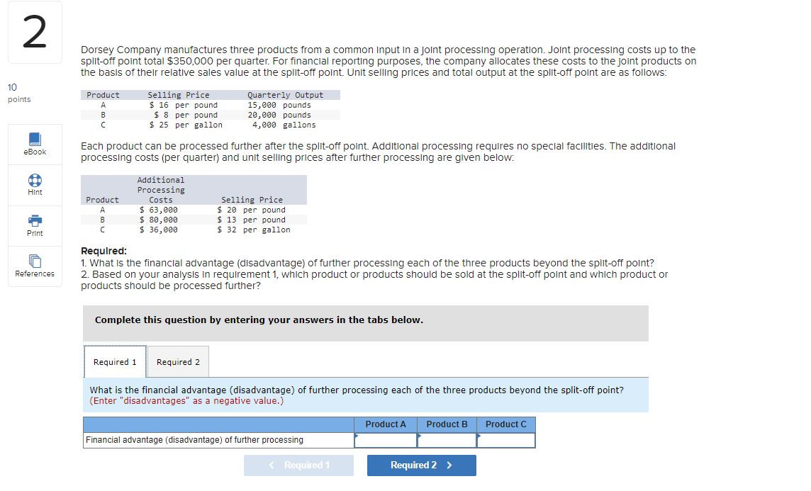 Solved Dorsey Company manufactures three products from a | Chegg.com