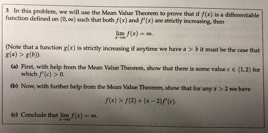 Solved 3 In this problem, we will use the Mean Value Theorem | Chegg.com