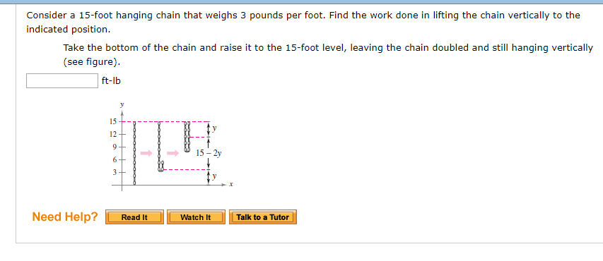 Solved Consider a 15-foot hanging chain that weighs 3 pounds | Chegg.com