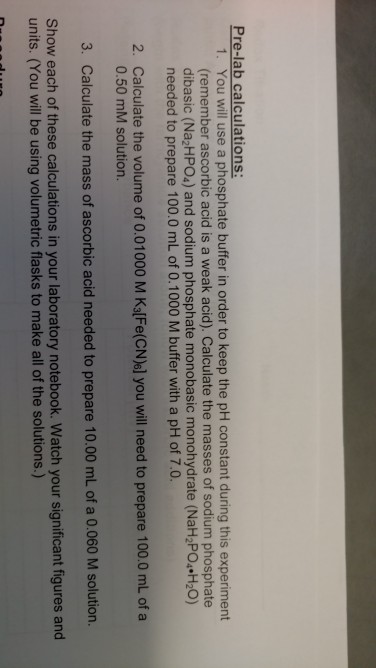 Solved Pre-lab calculations: 1. You will use a phosphate | Chegg.com
