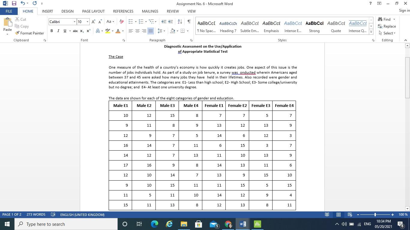 Solved W] 505 Assignment No 6 Microsoft Word X File Home
