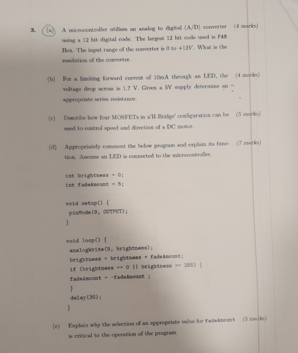 Solved (4 marks) 3. (a) A microcontroller utilises an analog | Chegg.com