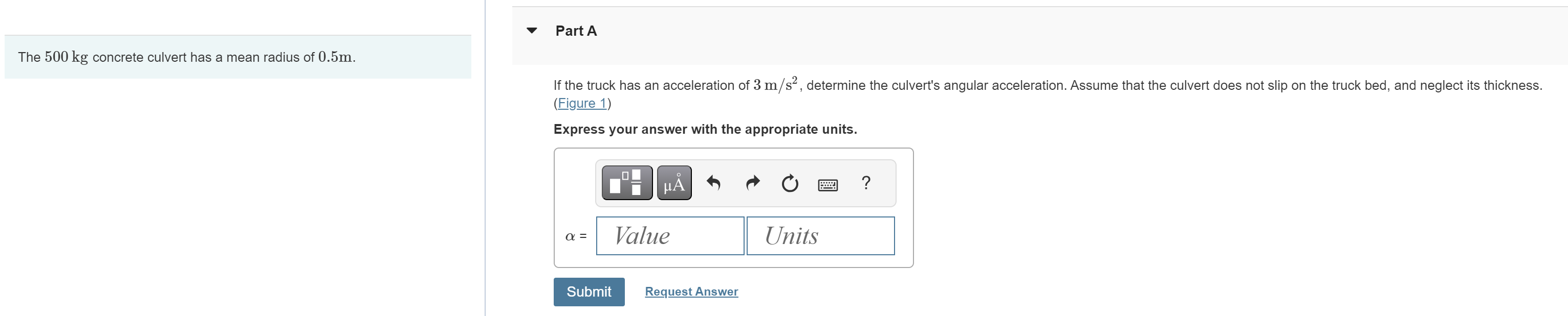 The 500 kg concrete culvert has a mean radius of 0.5 | Chegg.com