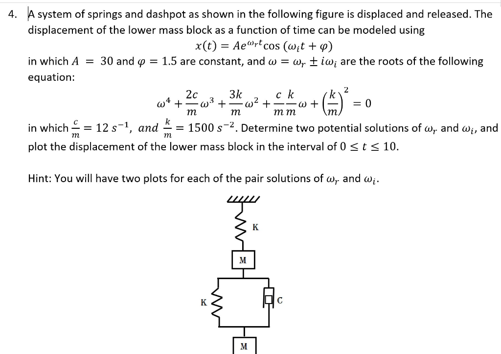 A system of springs and dashpot as shown in the | Chegg.com