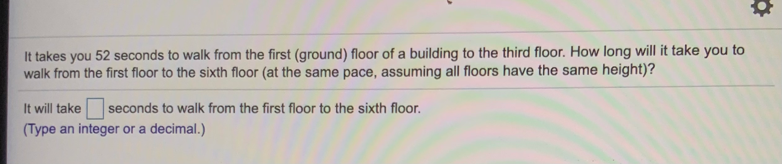 Solved It takes you 52 seconds to walk from the first | Chegg.com
