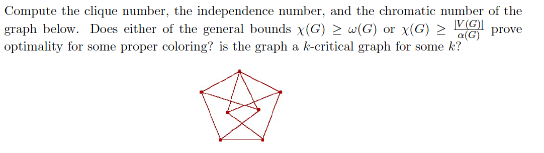 Compute the clique number, the independence number, | Chegg.com