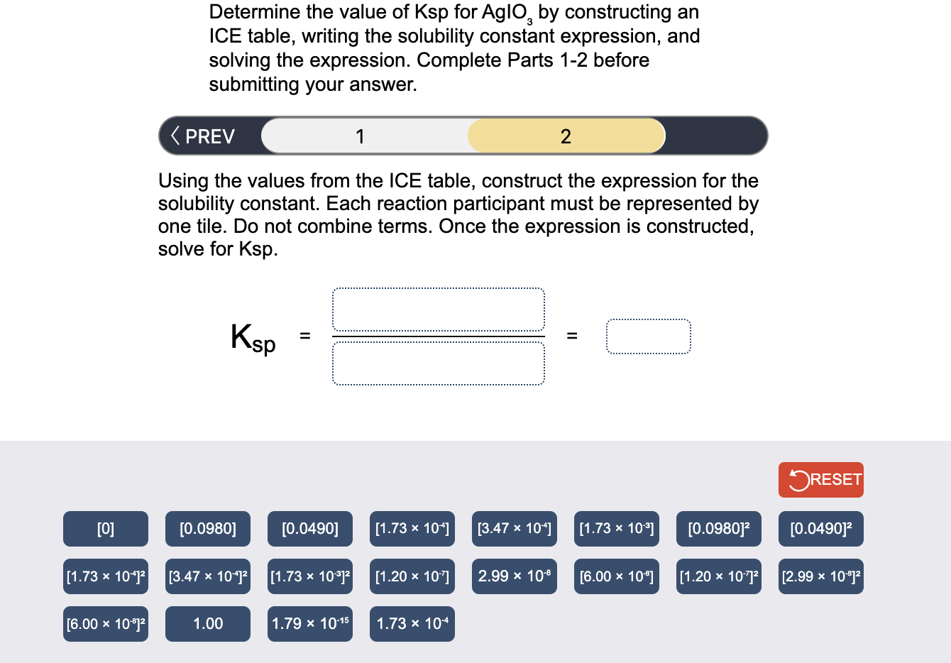 Solved Determine the value of Ksp for AglO3 by constructing | Chegg.com