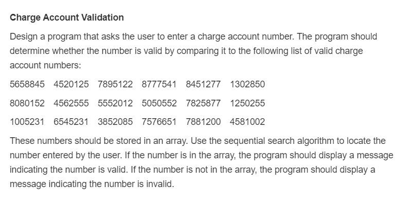 Solved Charge Account Validation Design A Program That Asks