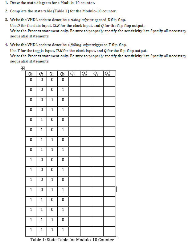 Solved 1 Draw The State Diagram For A Modulo 10 Counter 2