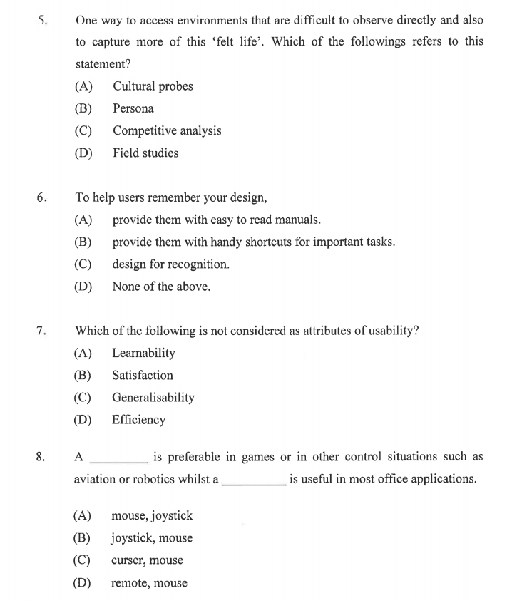 Solved 1. User interface is a method for (A) getting | Chegg.com
