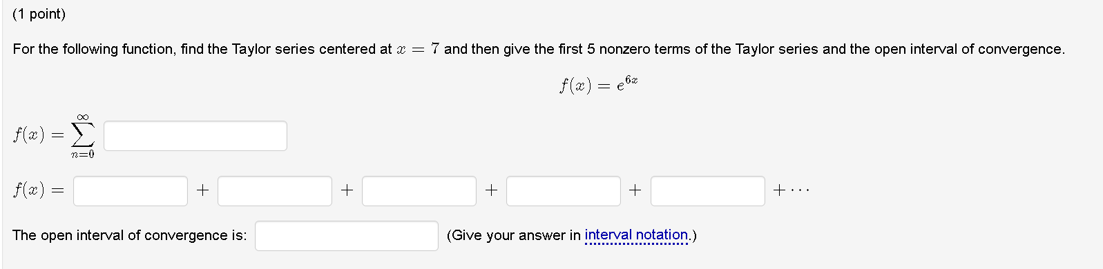 Solved (1 ﻿point)For the following function, find the Taylor | Chegg.com
