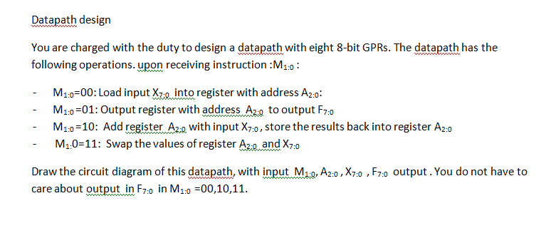Datapath design You are charged with the duty to | Chegg.com