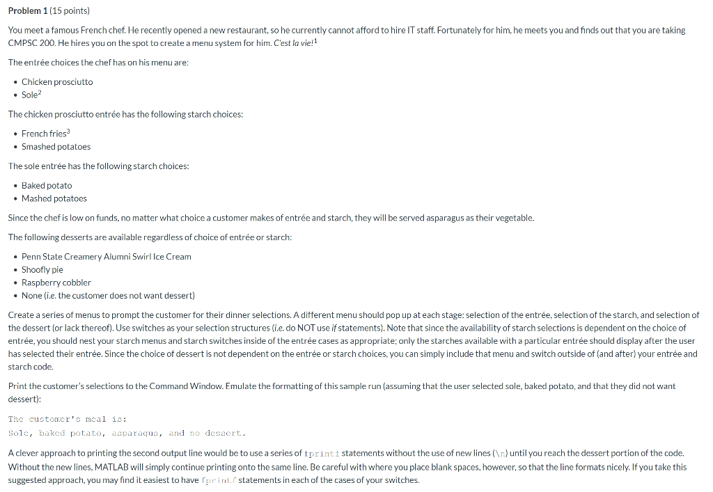 Create a single script (.m file) to solve these | Chegg.com
