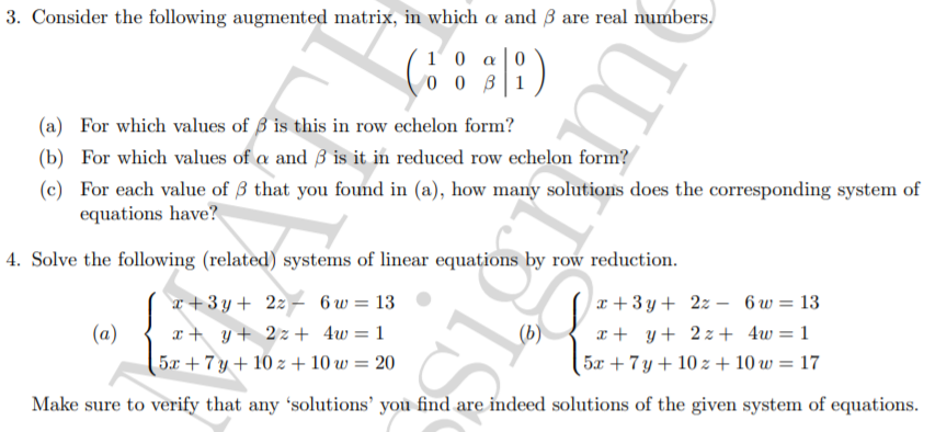 Solved 3. Consider the following augmented matrix, in which | Chegg.com