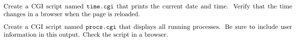Create a CGI script named time.cgi that prints the | Chegg.com