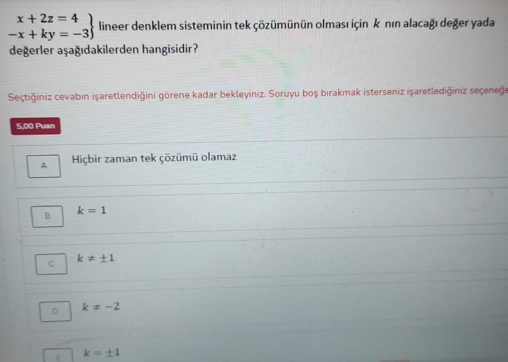 Solved Which of the following is the value or values for k | Chegg.com