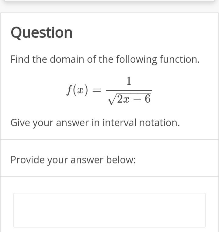 Find The Domain Of The Following Function F X 2x−61