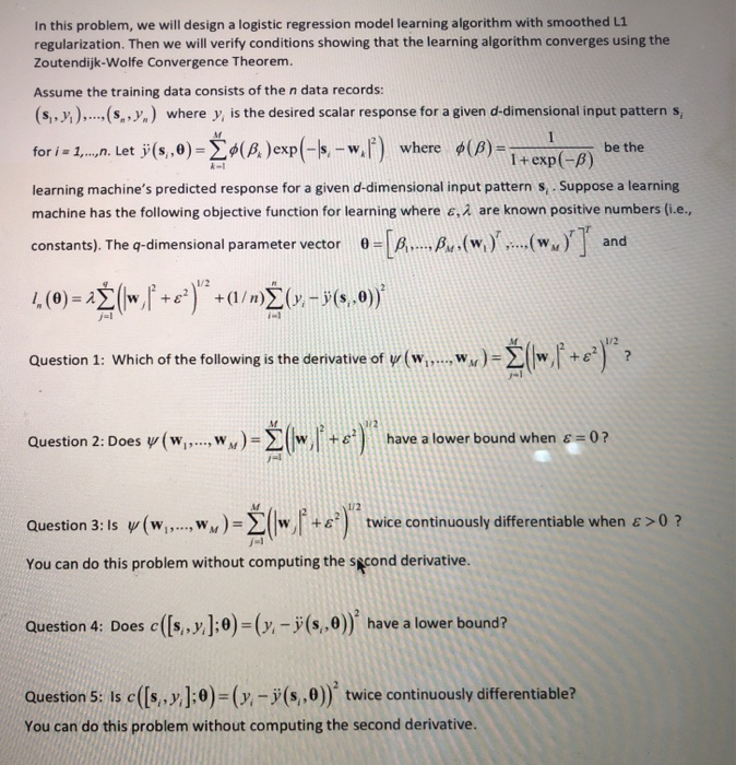 In this problem, we will design a logistic regression | Chegg.com