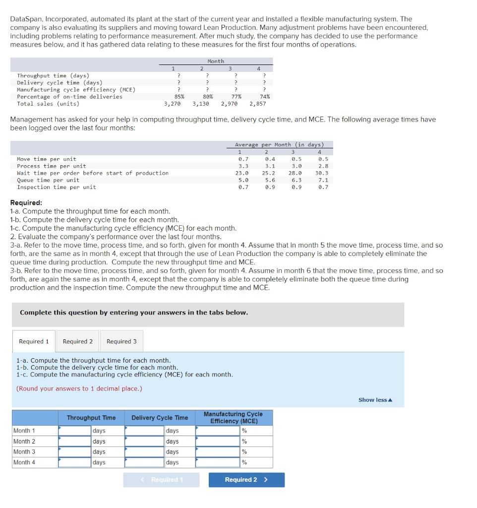 Solved Dataspan Incorporated Automated Its Plant At The